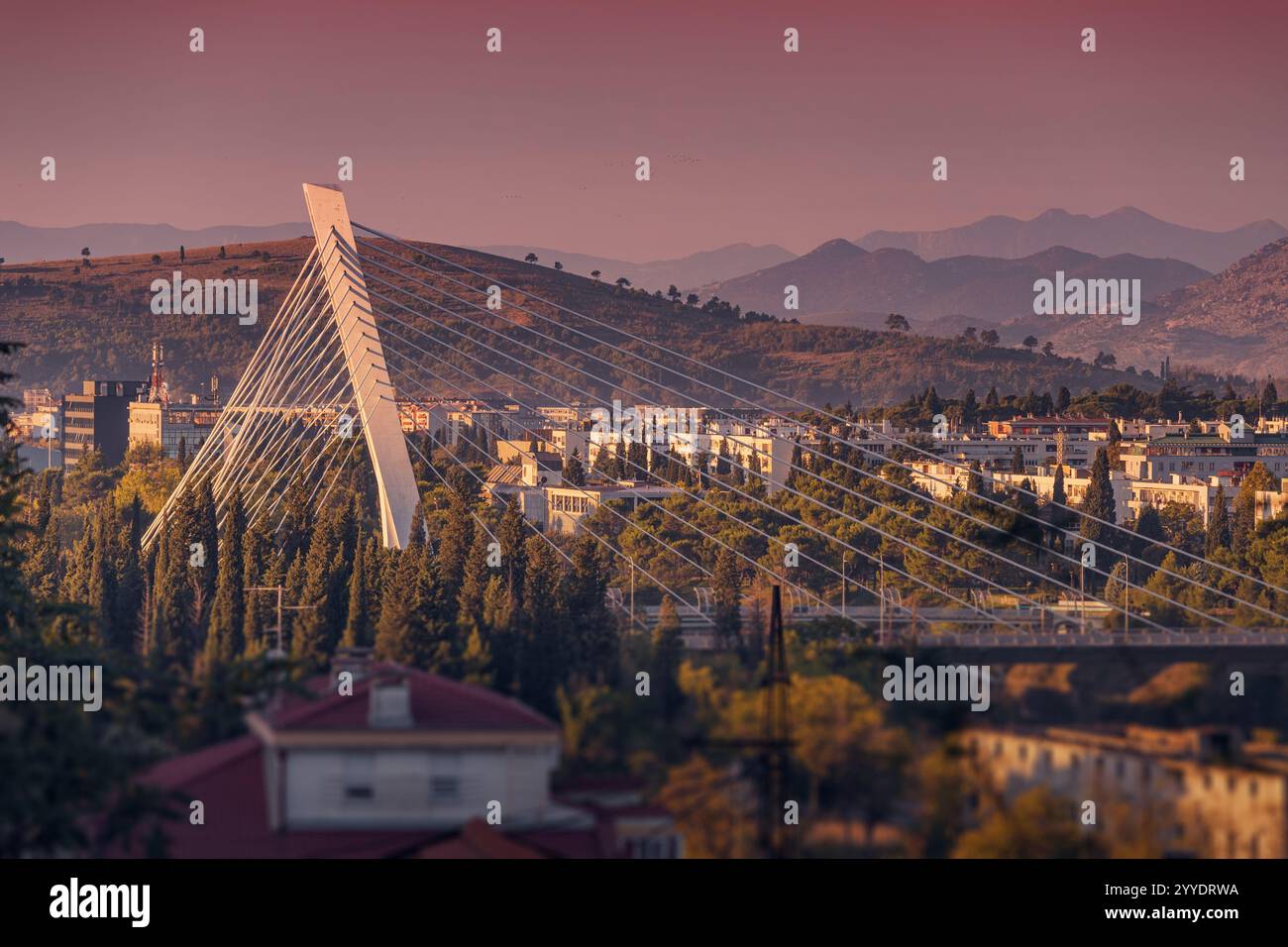 Millennium Bridge in Podgorica is a modern cable-stayed bridge across ...