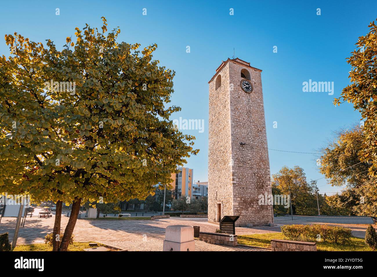 The Clock Tower (Sahat Kula) in Podgorica old town, Montenegro is a ...