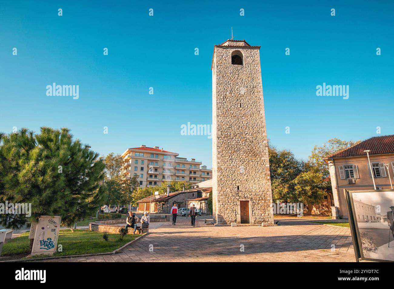 22 October 2024, Podgorica, Montenegro: Clock Tower (Sahat Kula) in old ...