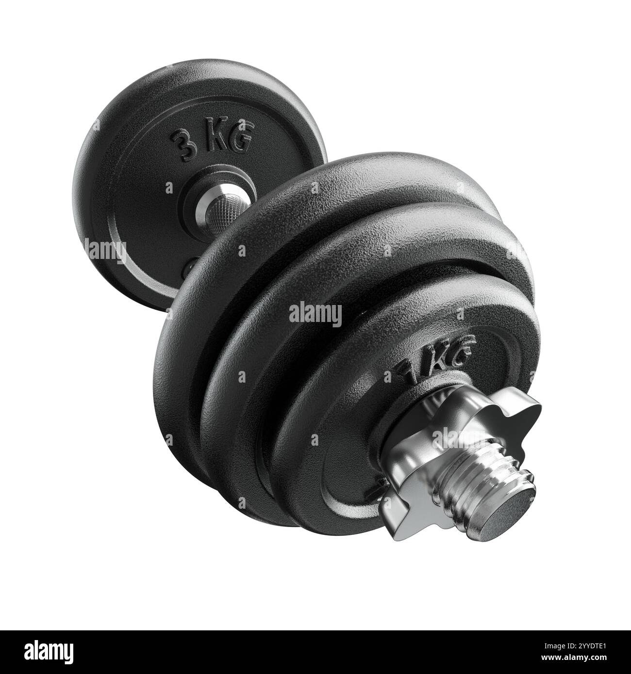 Cast Iron Black Adjustable Dumbbell, weightlifting gym equipment, side ...