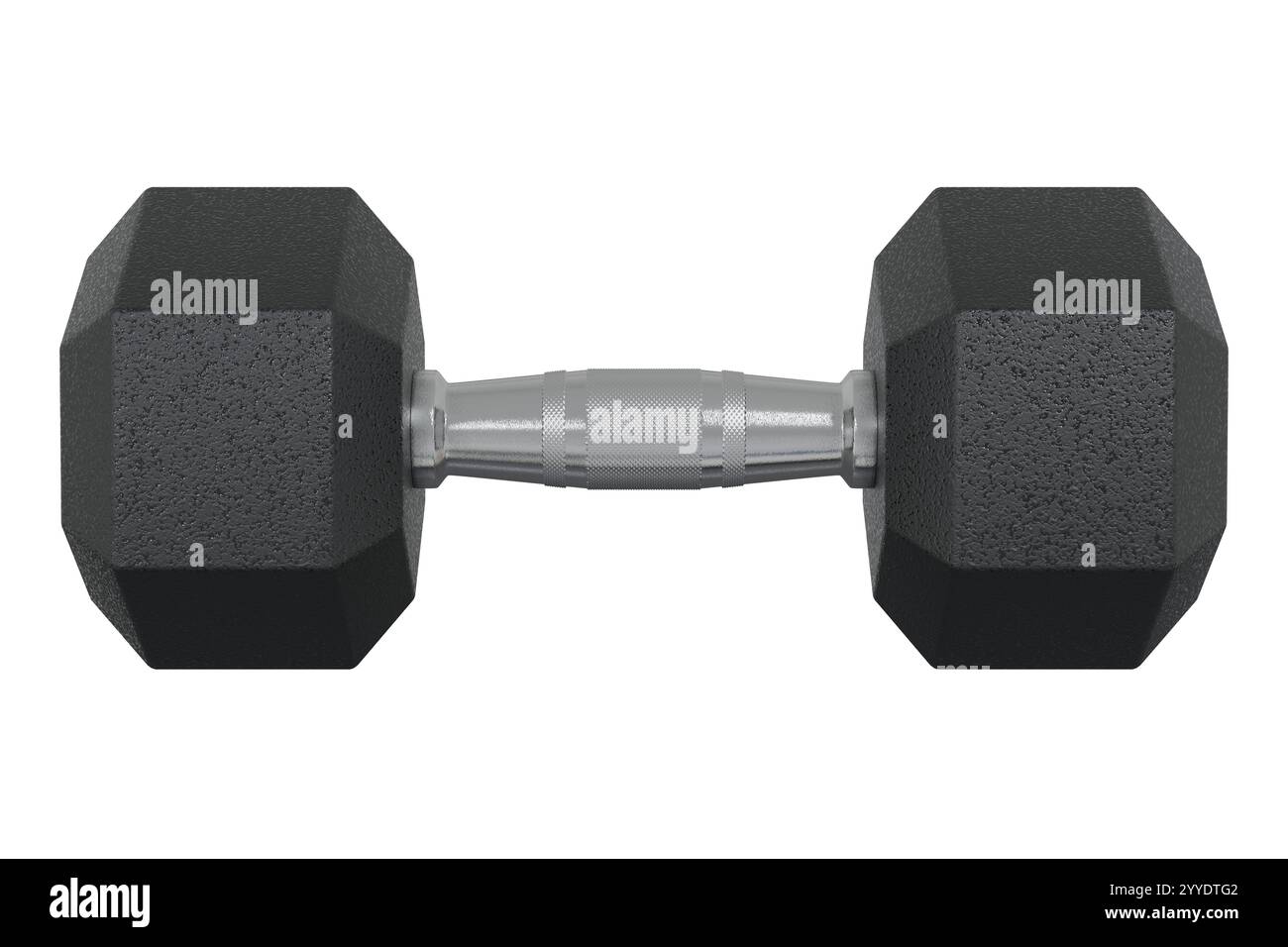 Blank Hex Dumbbell, weightlifting gym equipment, side view, isolated on ...