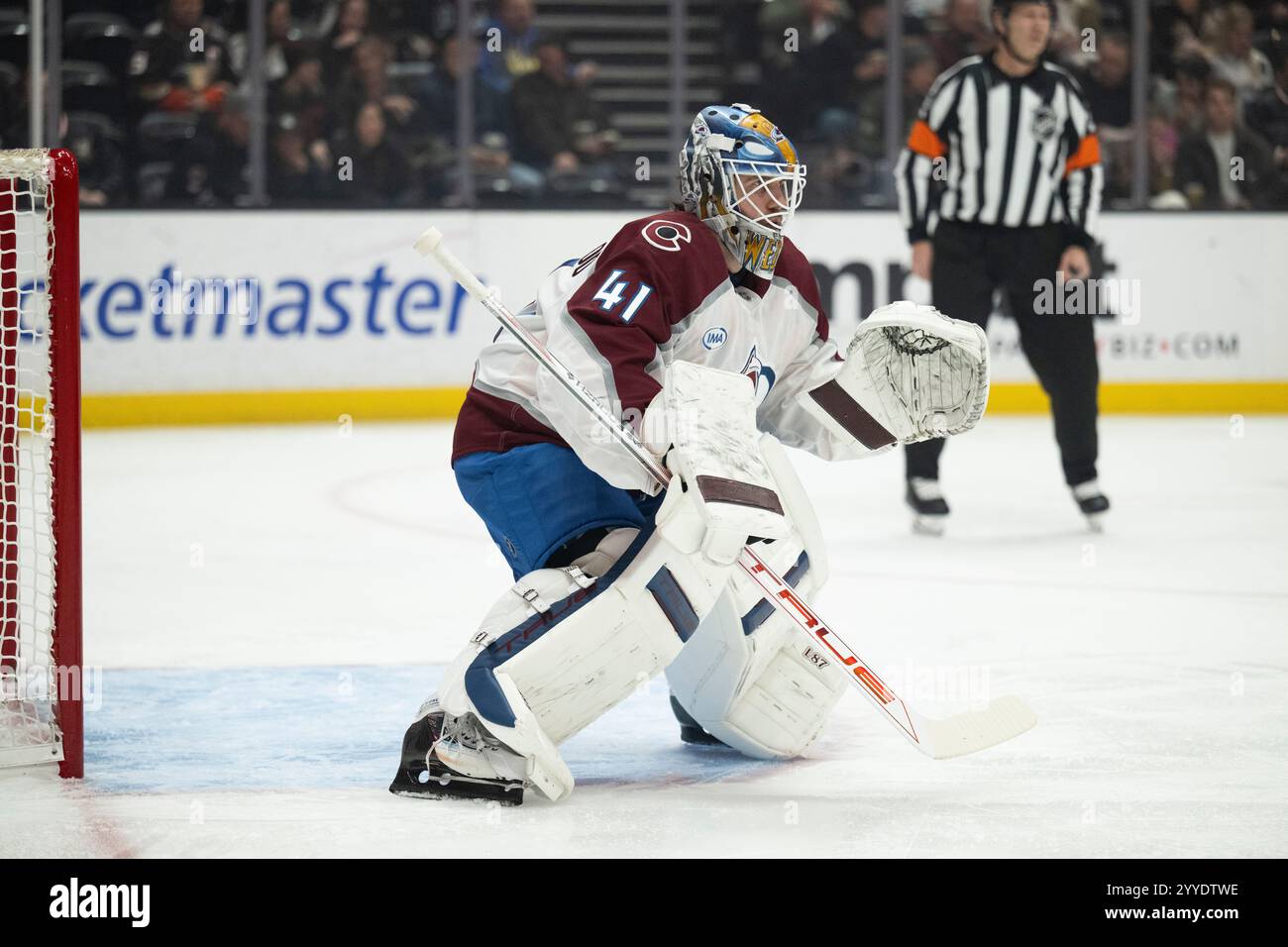Colorado Avalanche goaltender Scott Wedgewood (41) takes his stance ...