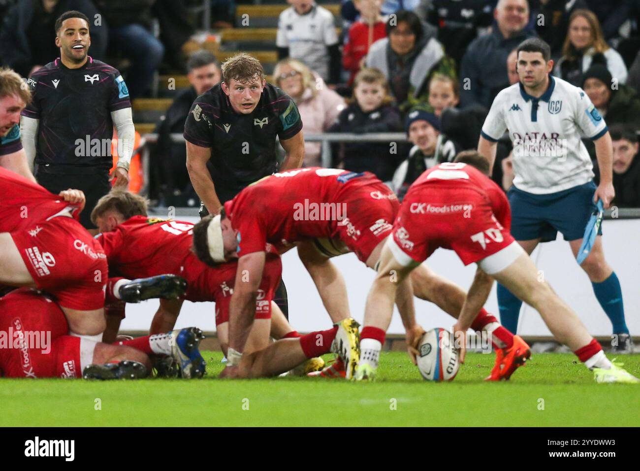 Swansea, UK. 21 December, 2024. Jac Morgan of Ospreys watches on as ...