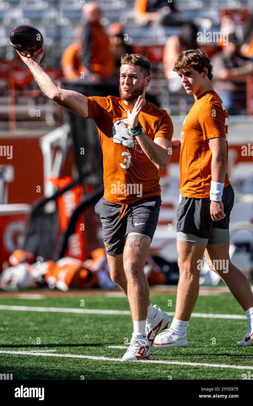 Dec 21, 2024.Quinn Ewers #3 of the Texas Longhorns during warmups before the game vs the Clemson ...
