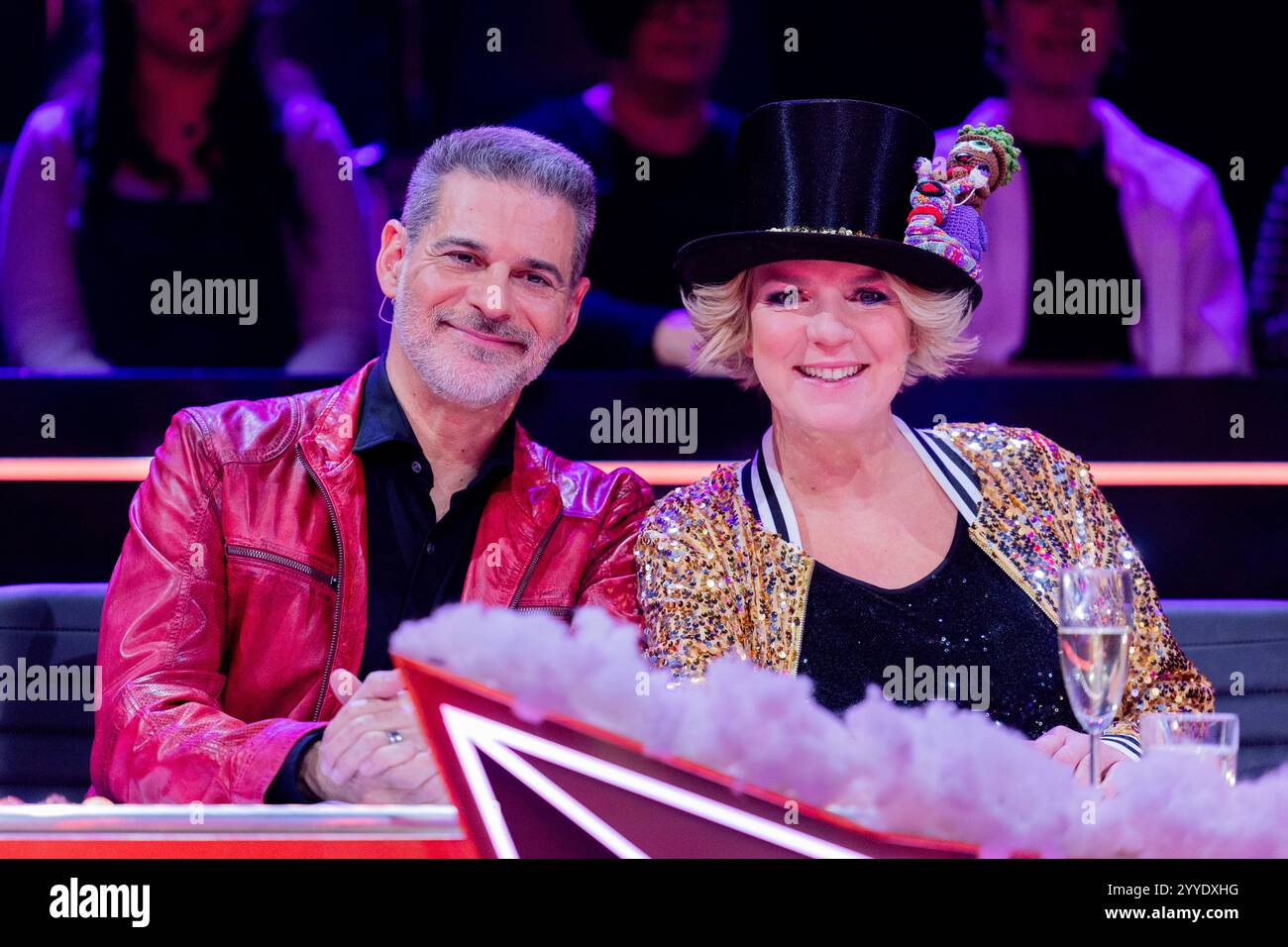 Cologne, Germany. 21st Dec, 2024. Mirja Boes and Rick Kavanian sit at ...
