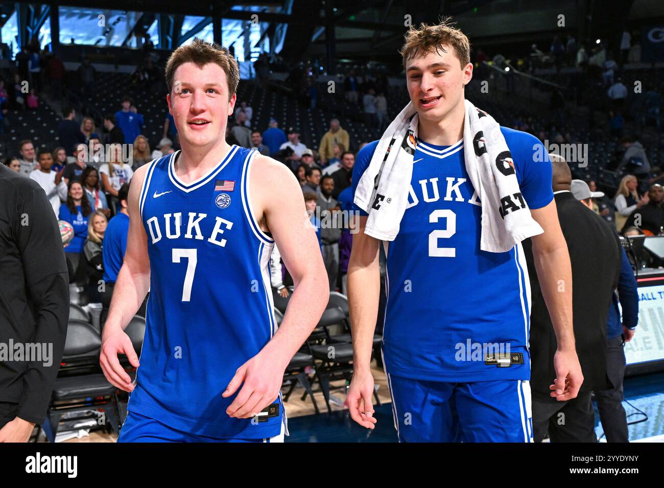 ATLANTA, GA – DECEMBER 21: Duke teammates Kon Knueppel (7) and Cooper ...