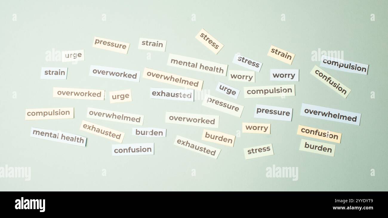 Stress and mental health concept, overworked, exhausted, pressure and ...