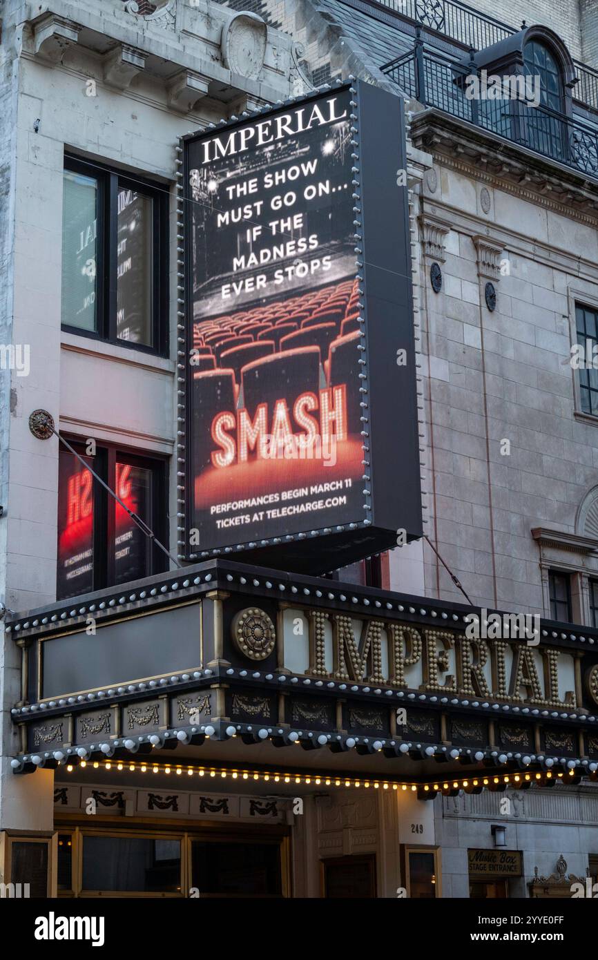 The Imperial Theatre Facade and Marquee advertising "Smash", Times ...