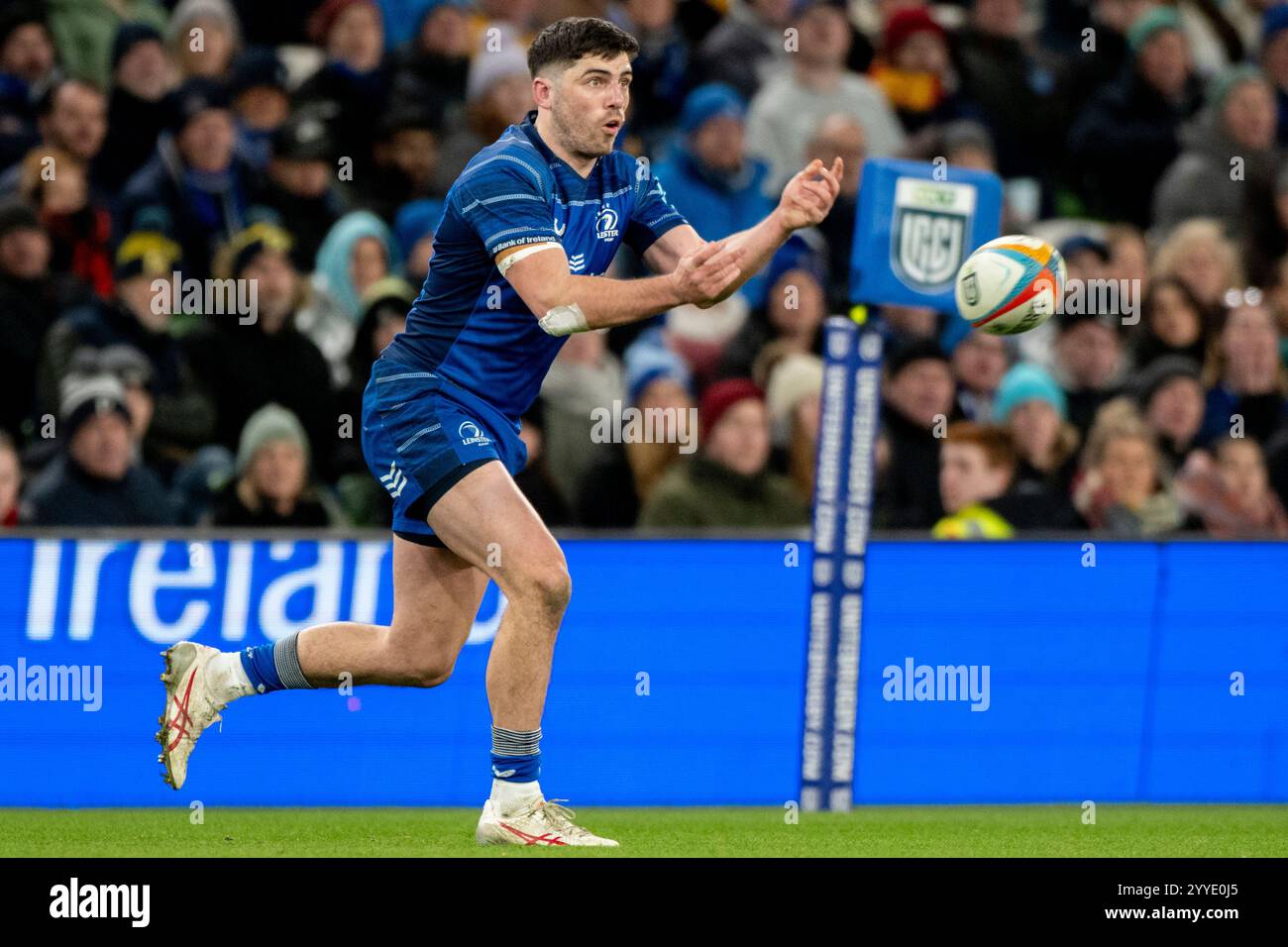 Dublin, Ireland. 21st Dec, 2024. Jimmy O'Brien of Leinster passes the ...