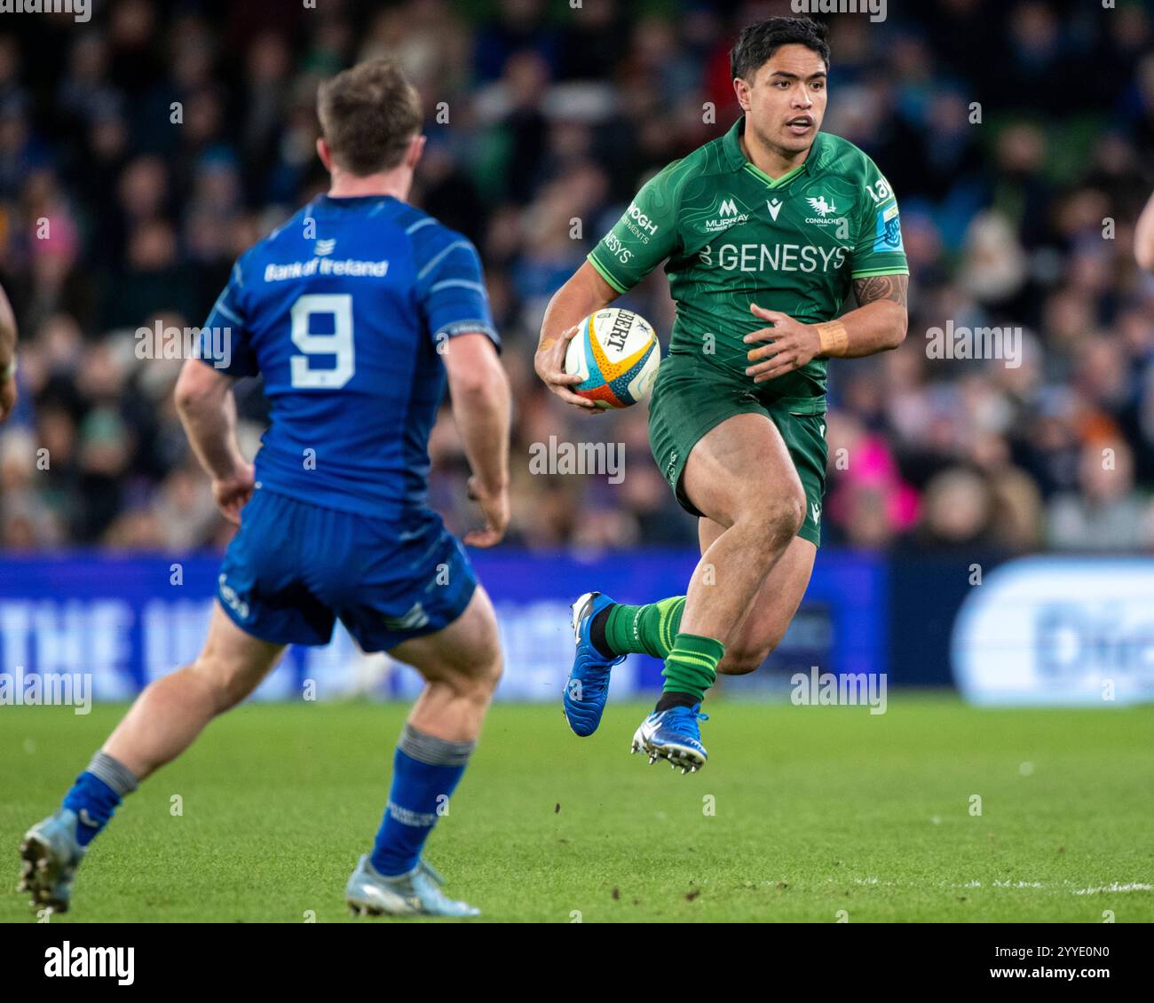 Dublin, Ireland. 21st Dec, 2024. Josh Ioane of Connacht with the ball ...