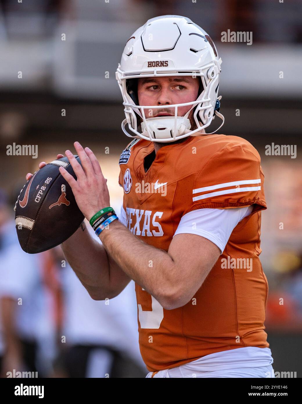 Dec 21, 2024.Quinn Ewers #3 of the Texas Longhorns during warmups before the game vs the Clemson ...