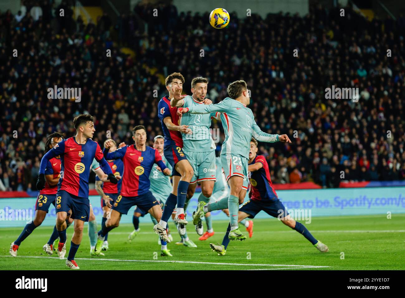 Barcelona and Atletico Madrid players compete during their Spanish La ...