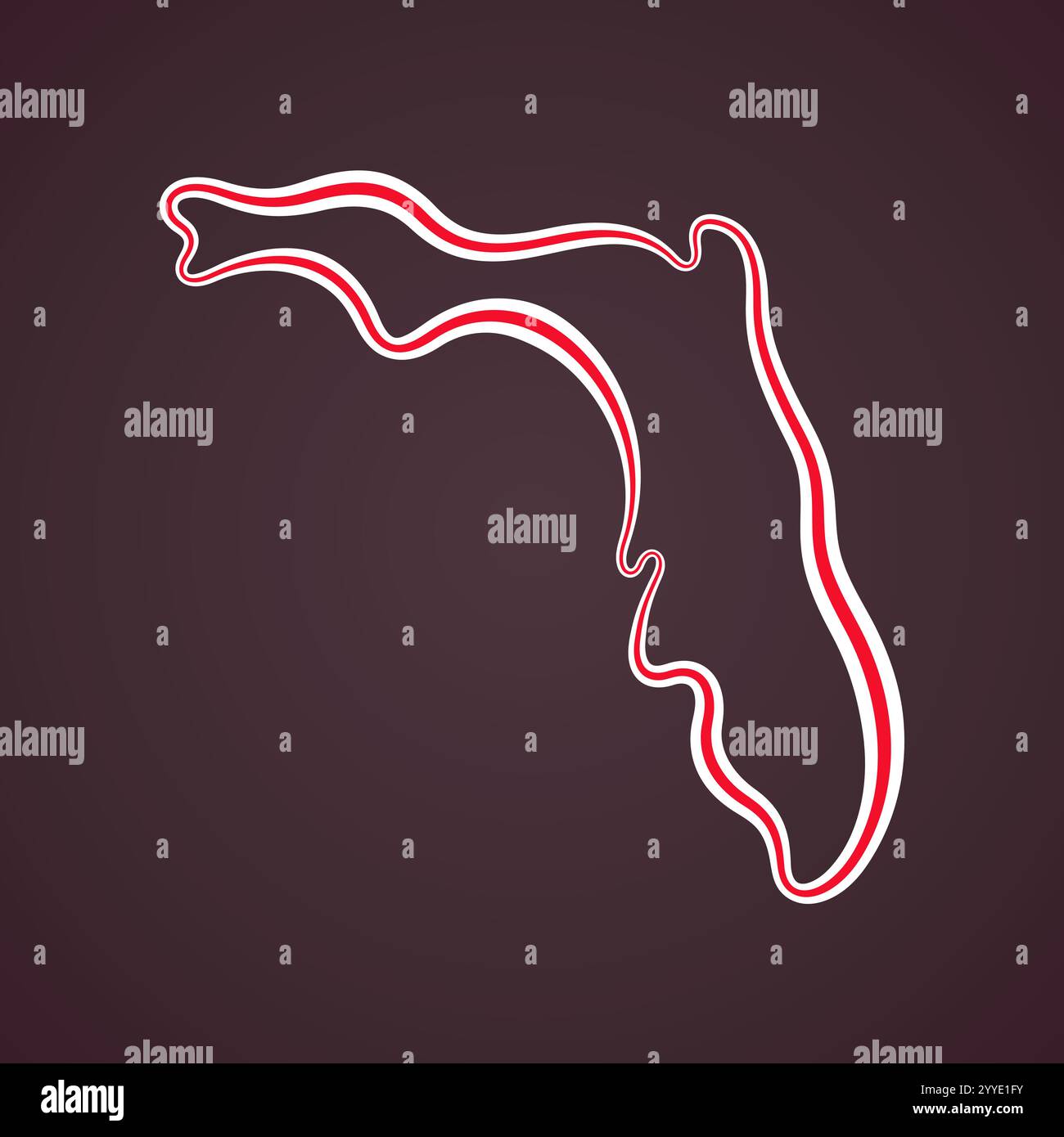 Outline map of Florida marked with ribbon in colors from the flag Stock ...