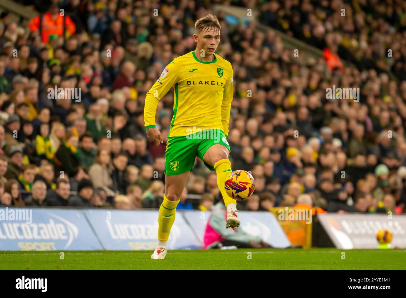 Callum Doyle of Norwich City controls the ball during the Sky Bet ...
