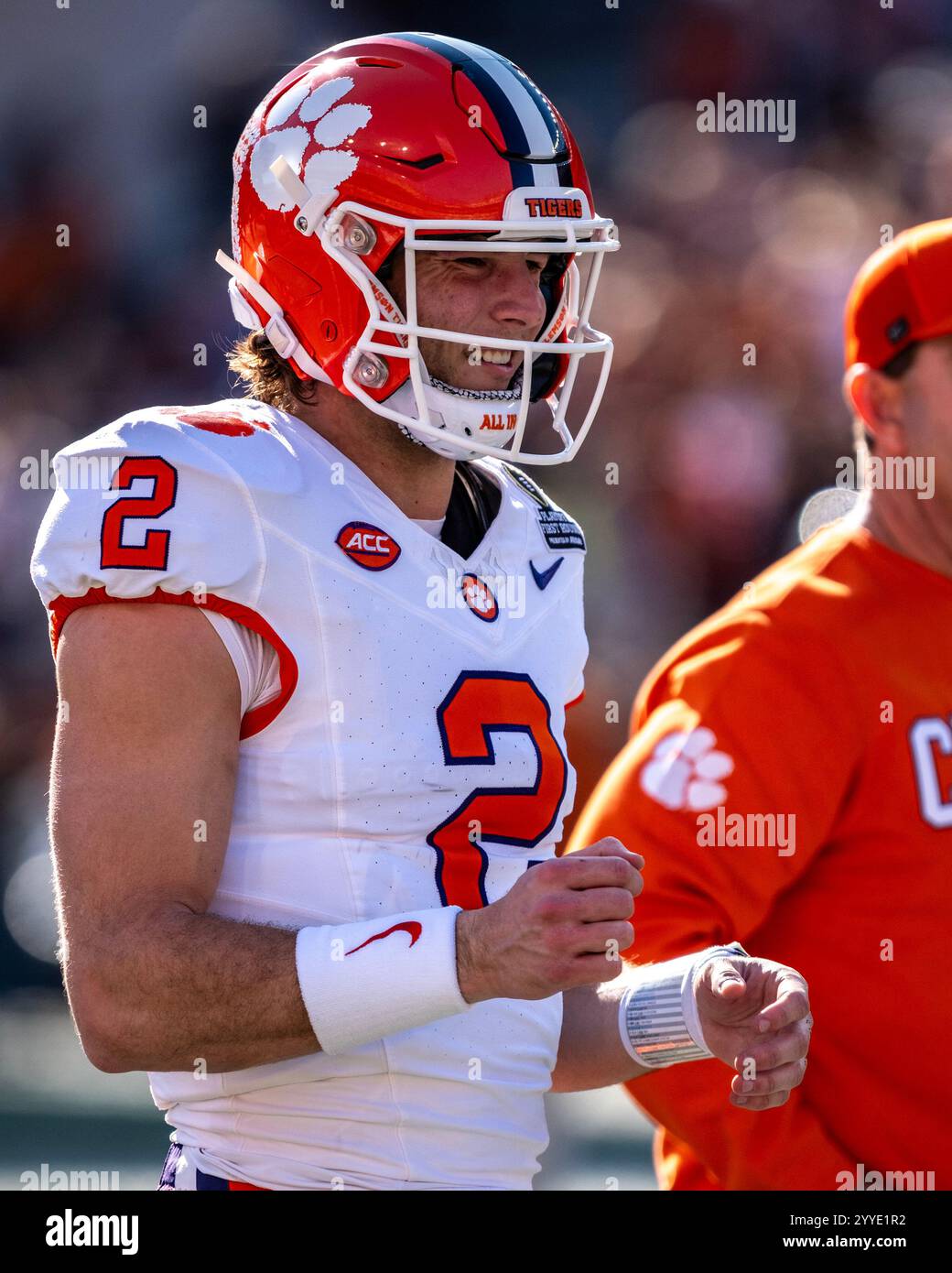 Austin, USA. 21st Dec, 2024. Dec 21, 2024. Cade Klubnik #2 of the Clemson Tigers during warmups ...