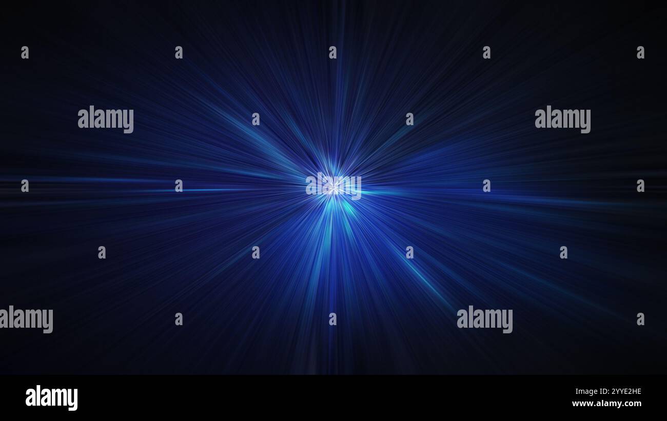 Dark blue starburst effect or light trails moving to infinity. Abstract ...