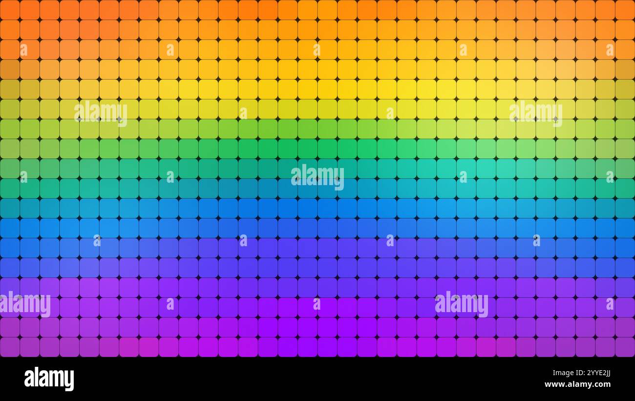 Abstract grid background of rounded rainbow colored squares with color ...