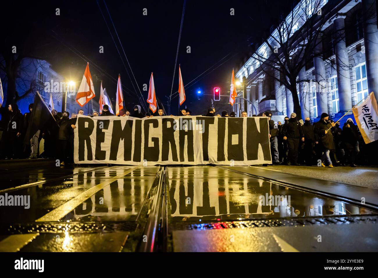 Magdeburg, Germany. 21st Dec, 2024. "Remigration" is written on a ...