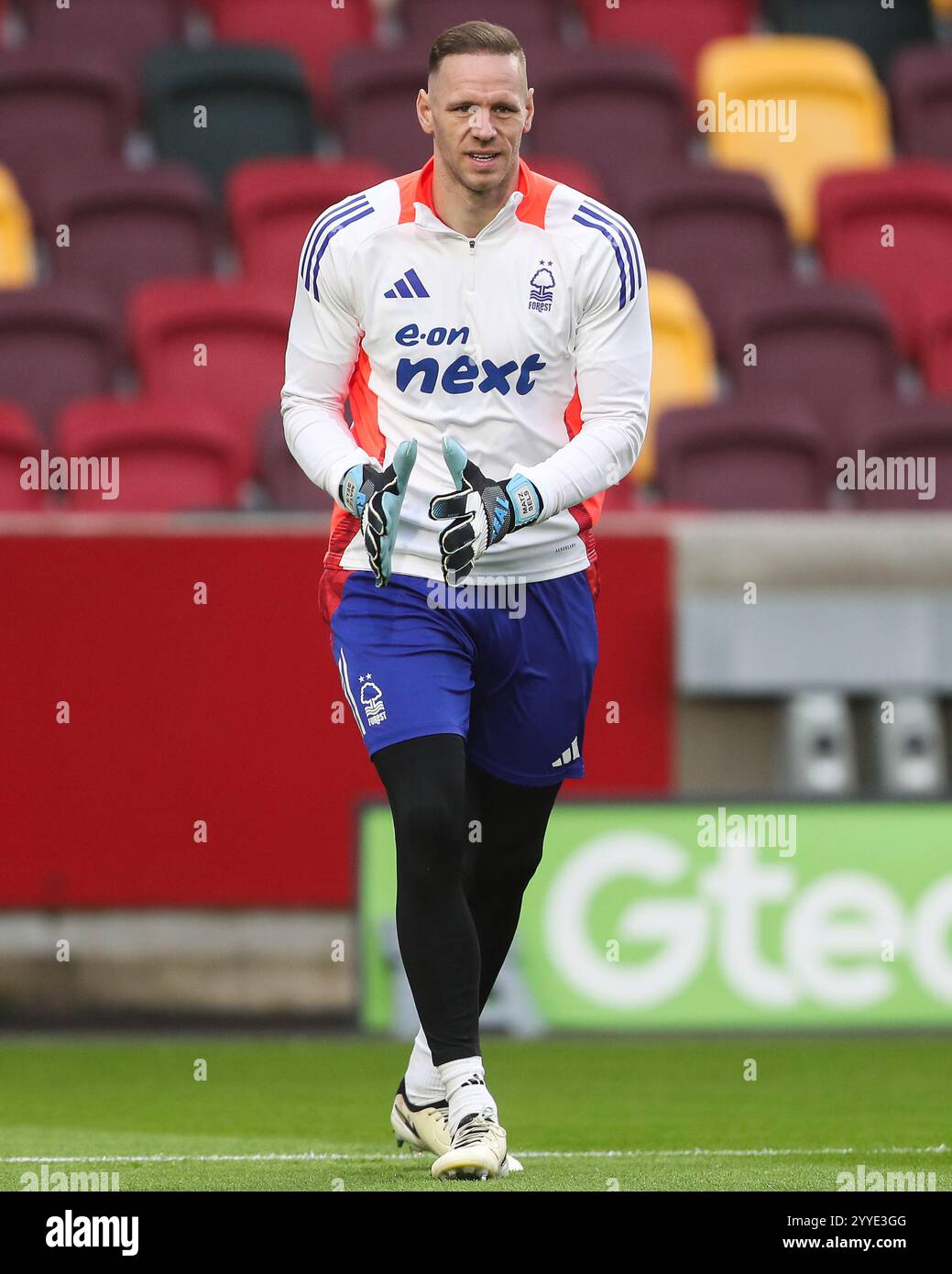 Matz Sels of Nottingham Forest during the pre-game warm up ahead of the ...