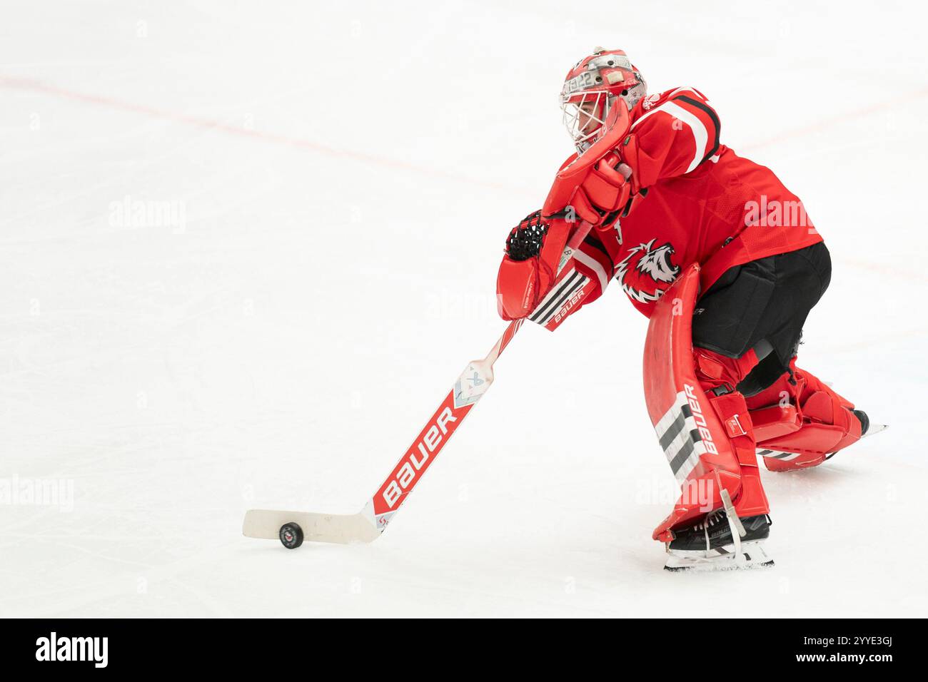 Lausanne, Switzerland. , . Kevin Pasche (goalkeeper) of Lausanne HC #33 ...