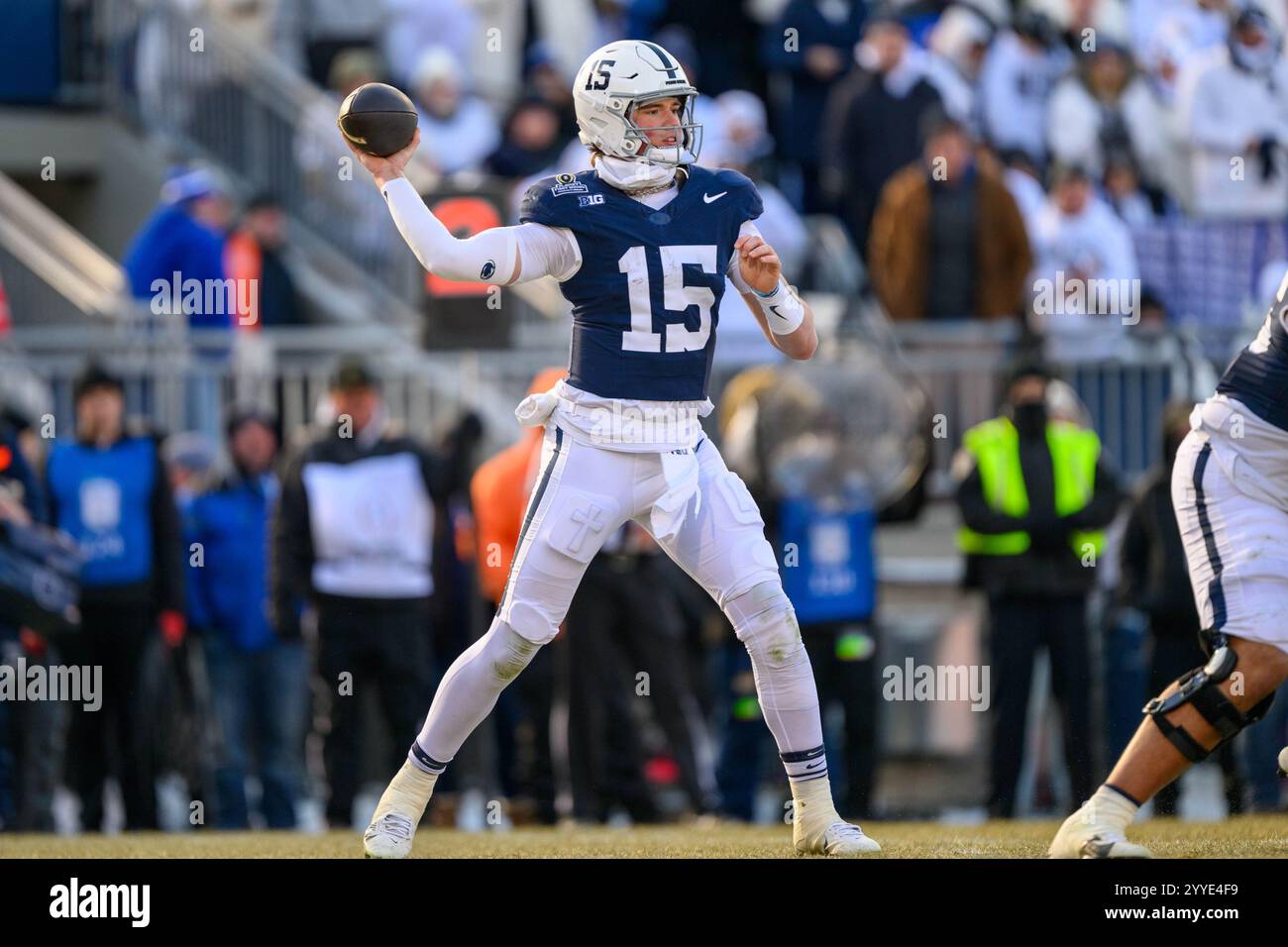 State College, PA, USA. 21st Dec, 2024. Penn State Nittany Lions quarterback Drew Allar (15 ...