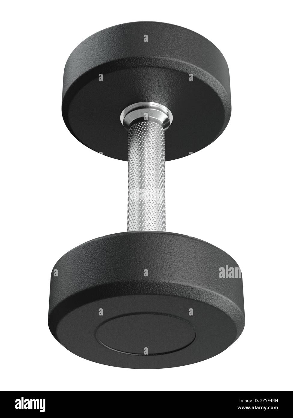 Blank Round Rubber Dumbbell, weightlifting gym equipment top view Stock ...