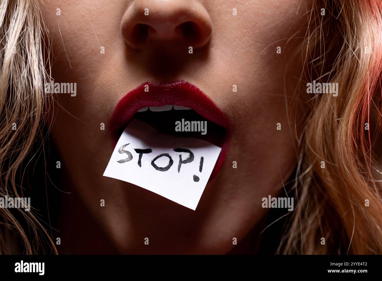 Bold Stop Message Featuring Striking Red Lips That Command Attention ...