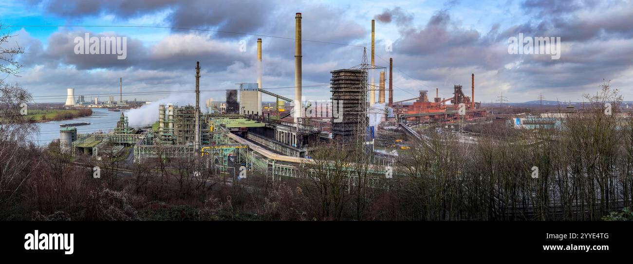 Panorama of the Thyssenkrupp Steel steelworks in Duisburg-Marxloh, on ...