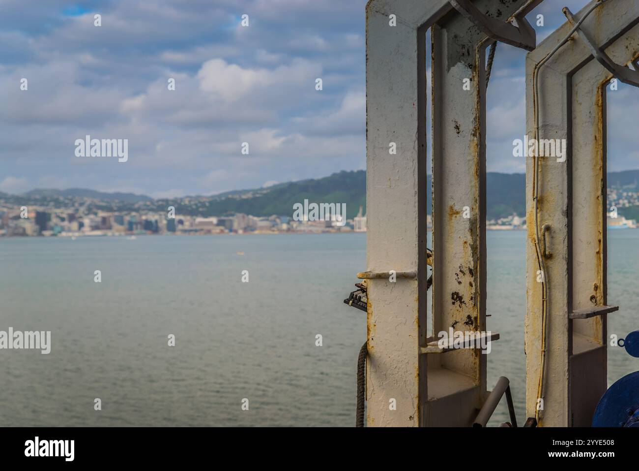 Ship sailing to South Island in New Zealand across the straight Stock ...