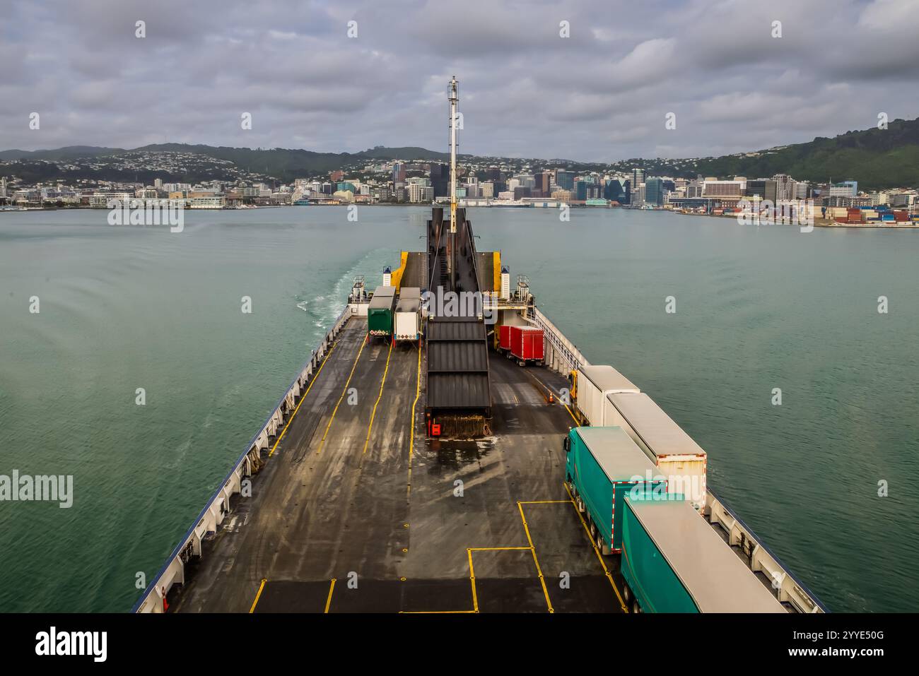 Ship sailing to South Island in New Zealand across the straight Stock ...