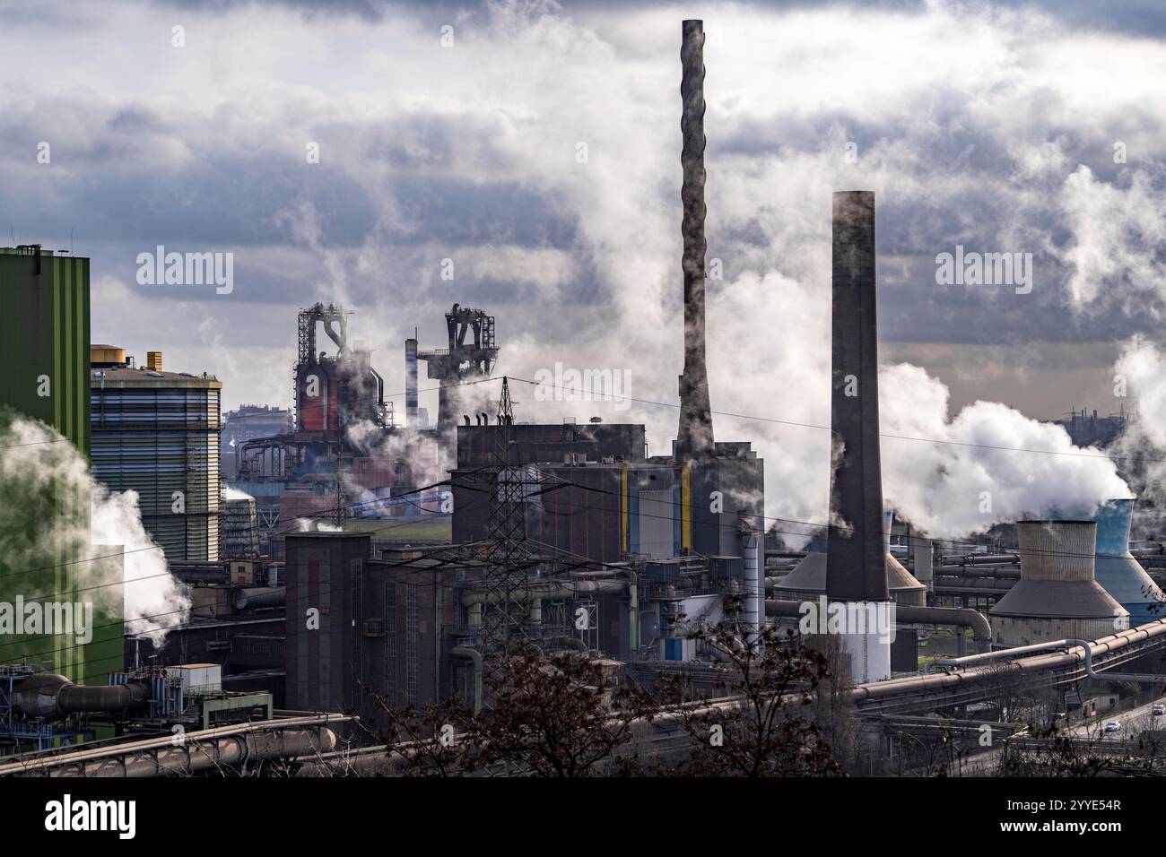Panorama of the Thyssenkrupp Steel steelworks in Duisburg-Bruckhausen ...