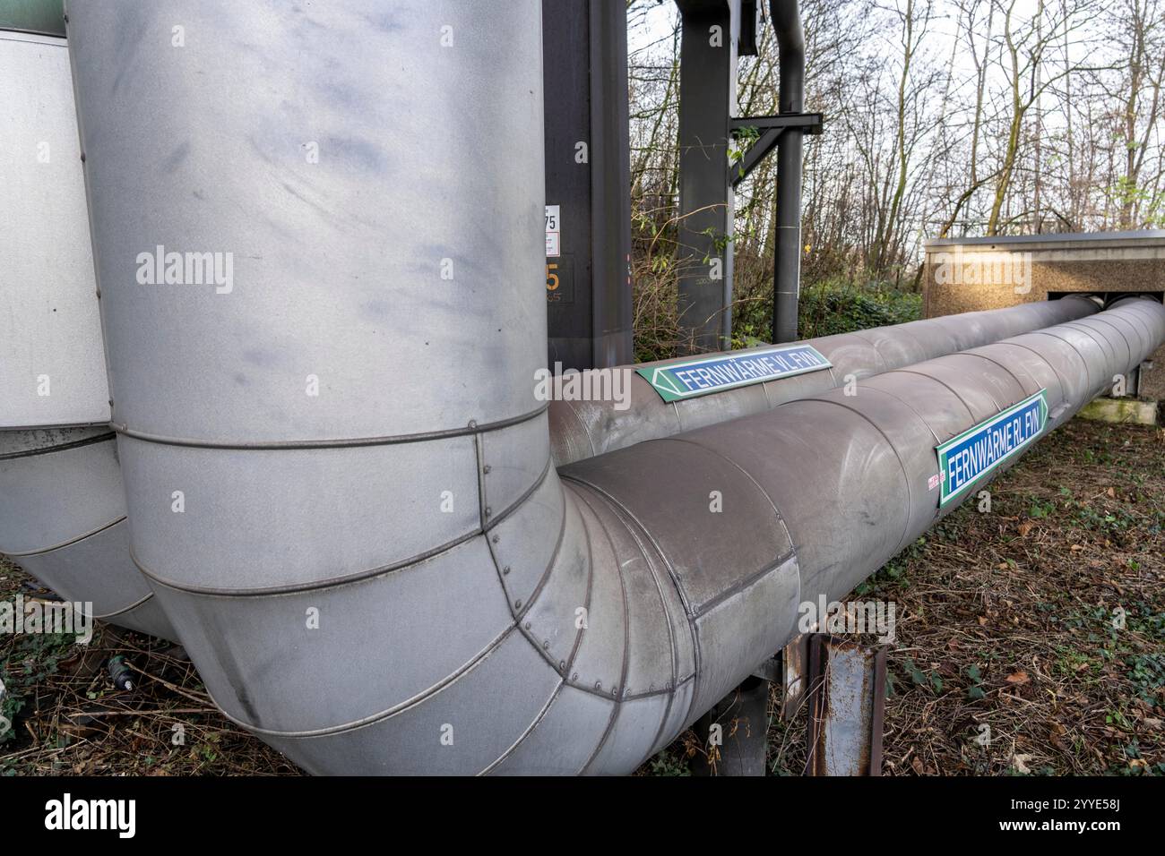 District heating pipes at the Thyssenkrupp Steel site in Duisburg ...