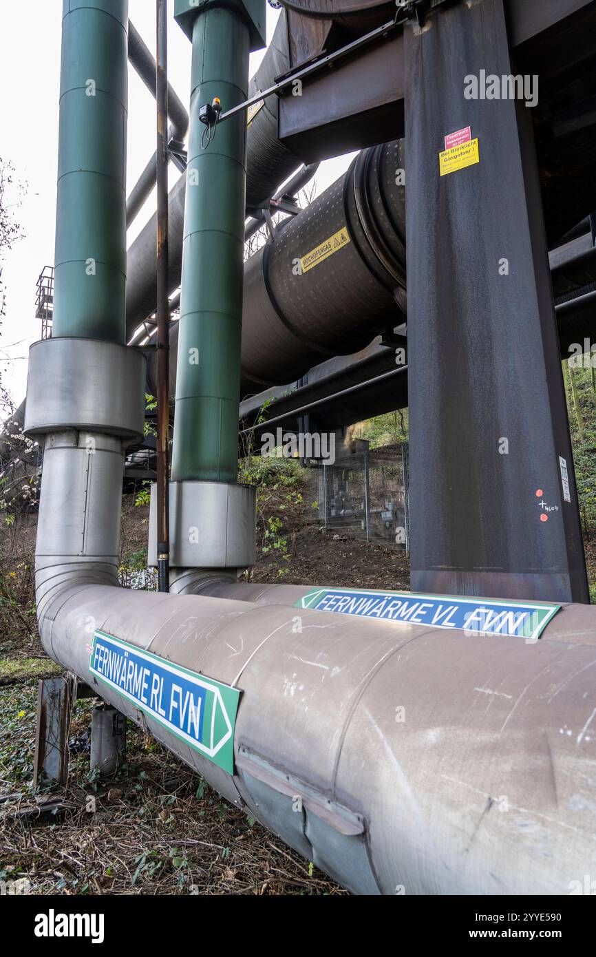 District heating pipes at the Thyssenkrupp Steel site in Duisburg ...