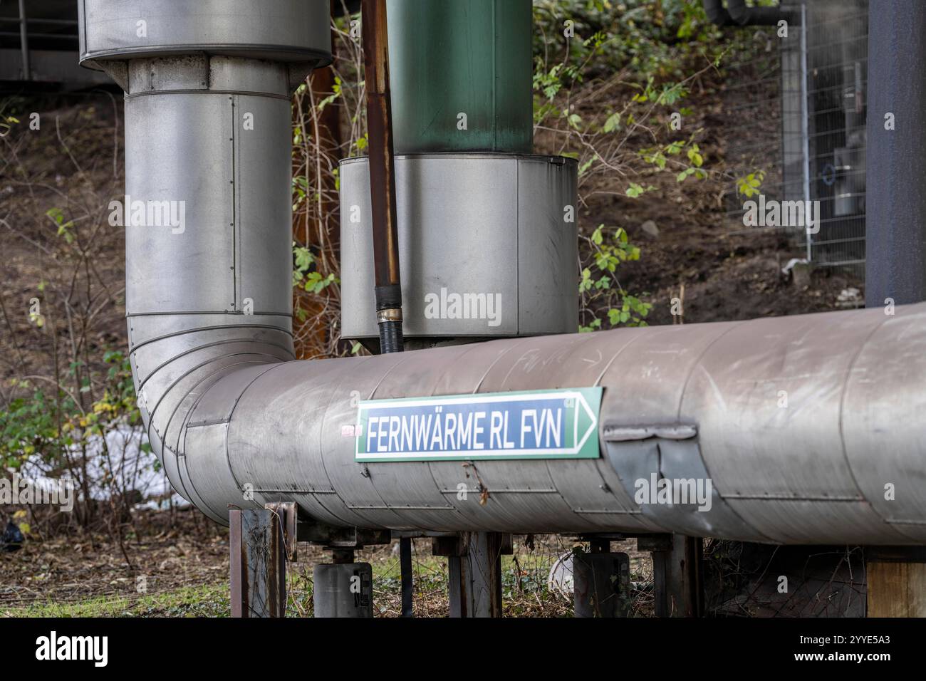 District heating pipes at the Thyssenkrupp Steel site in Duisburg ...