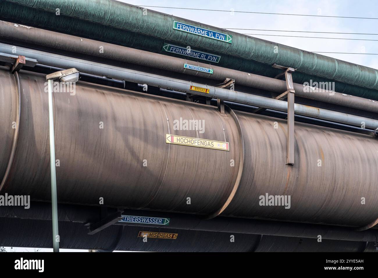 Pipelines for district heating, coke oven gas, blast furnace gas, at ...