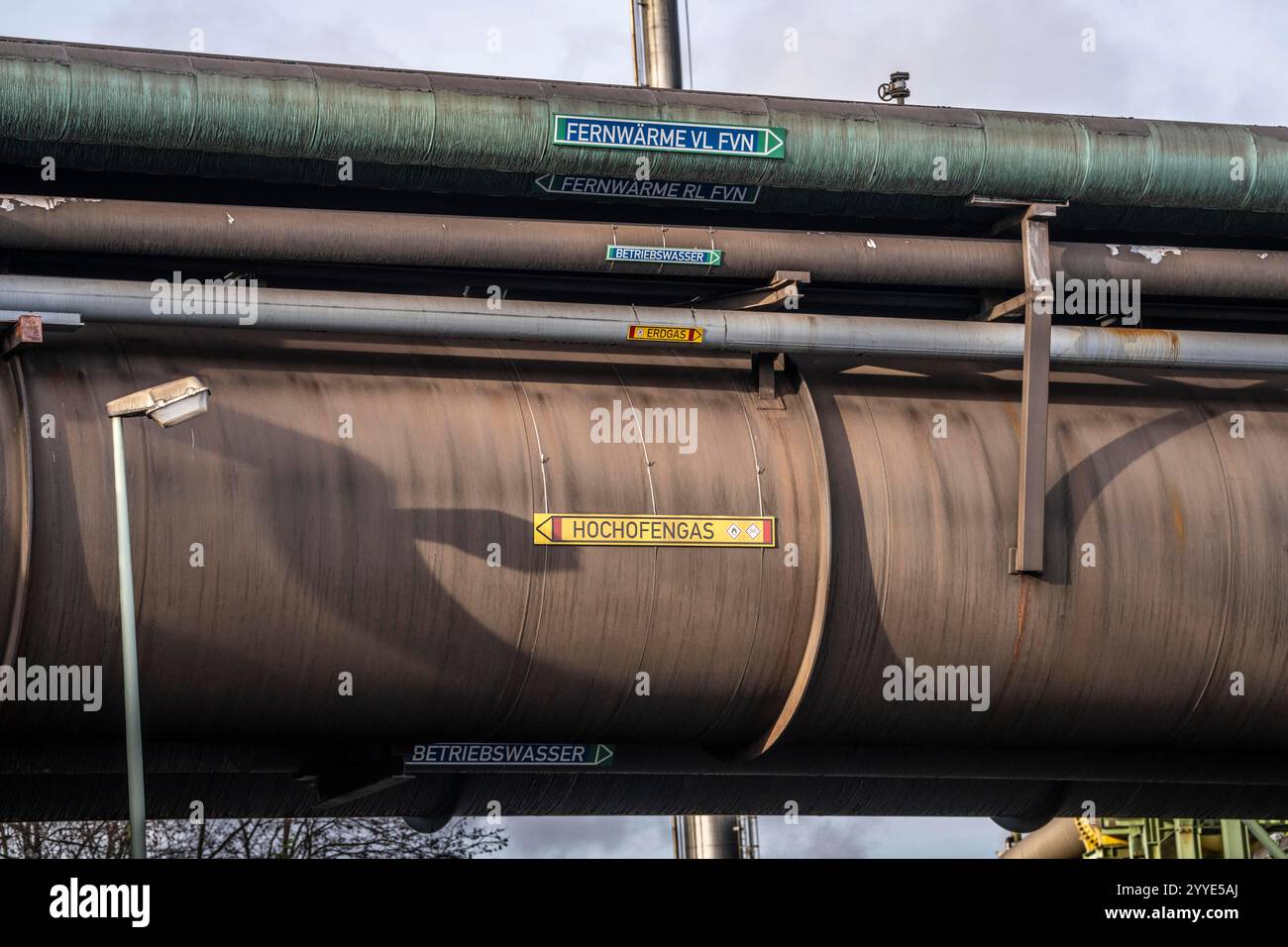 Pipelines for district heating, coke oven gas, blast furnace gas, at ...