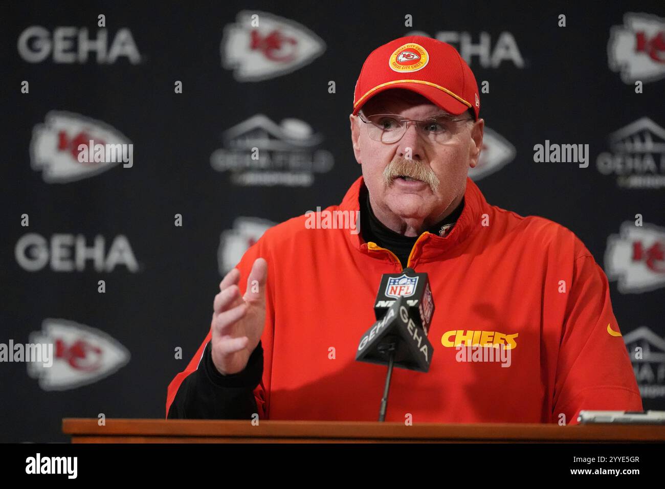 Kansas City Chiefs head coach Andy Reid speaks during a news conference ...