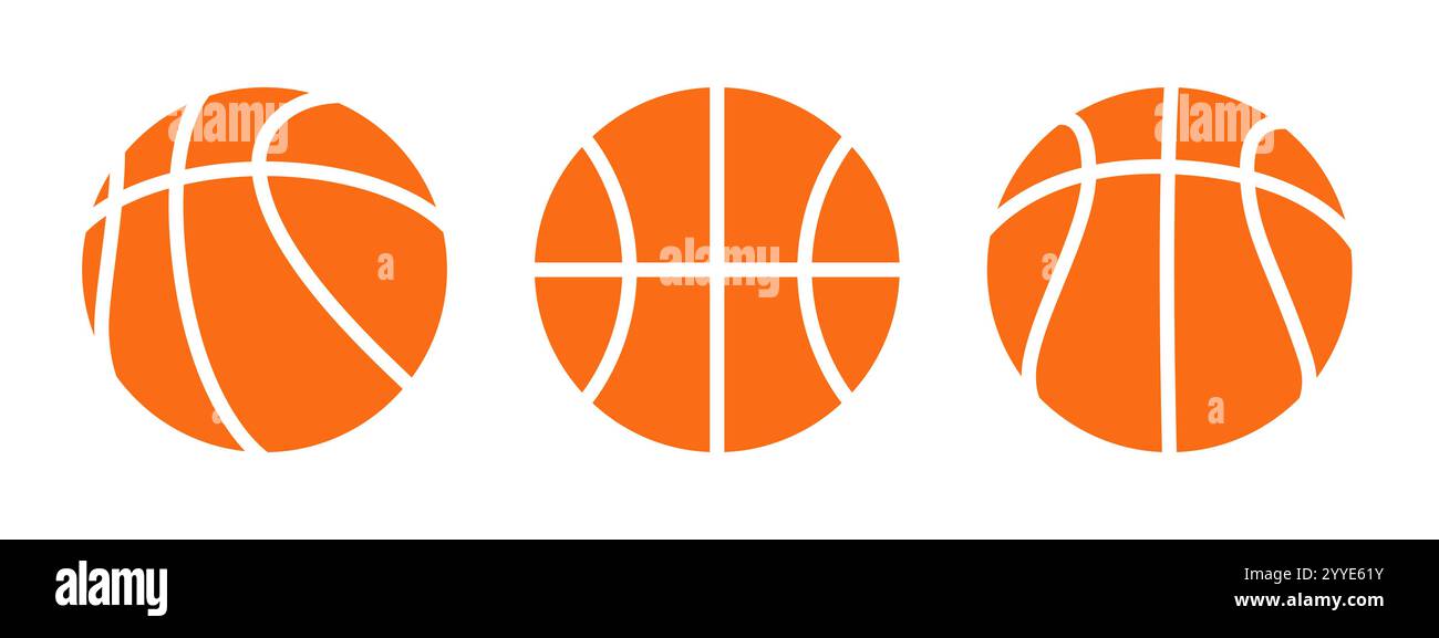 Glyph basketball ball icons. Set of basketball balls symbols Stock ...