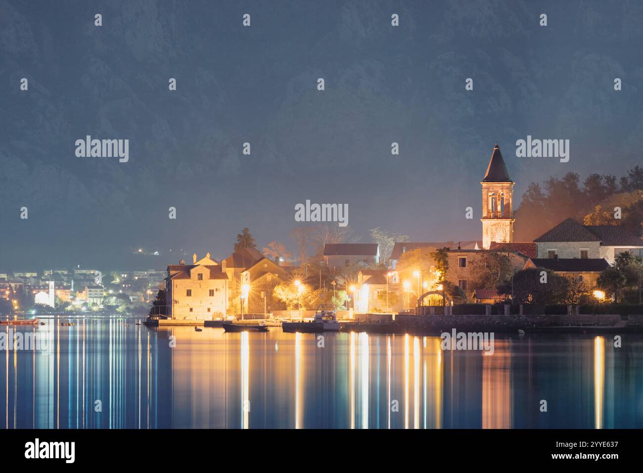 The charming coastal village of Prcanj in Montenegro showcases its ...