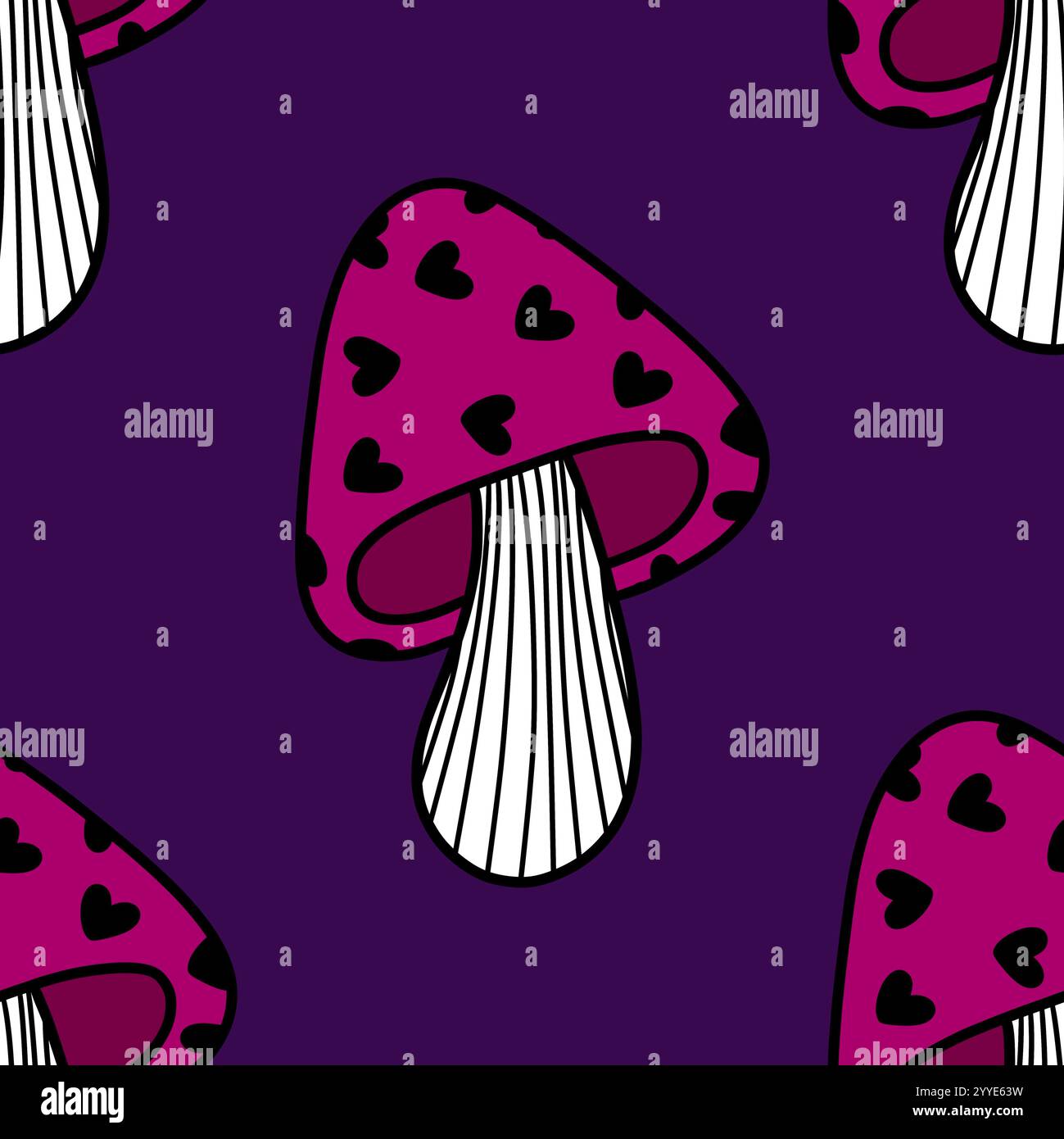 Valentine love hearts seamless 14 February mushrooms pattern for ...