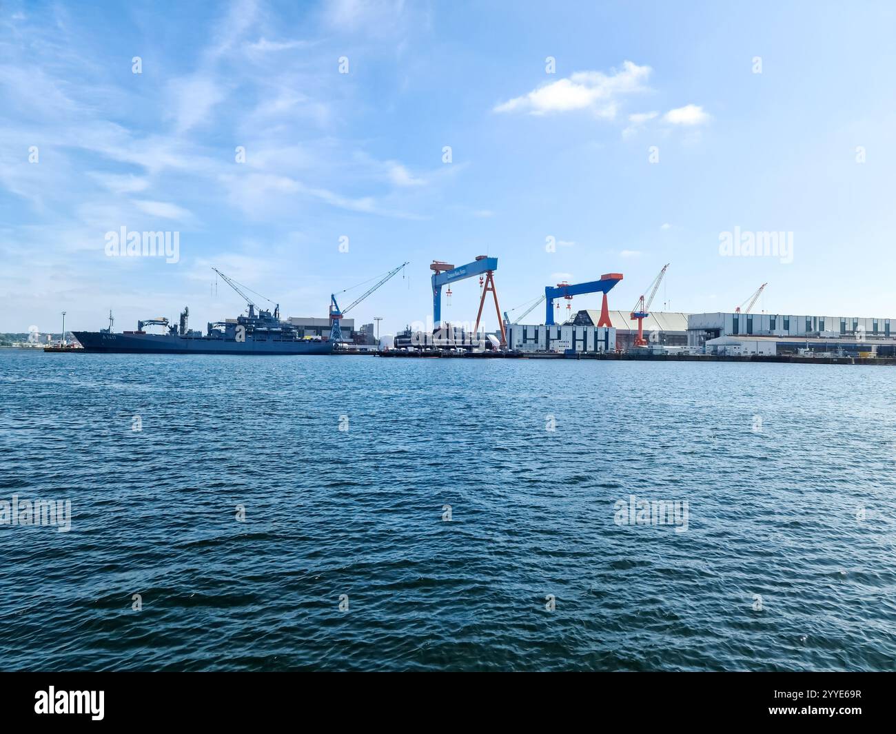 Kiel, Germany - 05. December 2024: View of the industrial harbour of ...