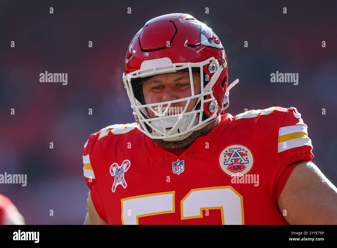 Kansas City, MO, USA. 21st Dec, 2024. Kansas City Chiefs center Creed ...