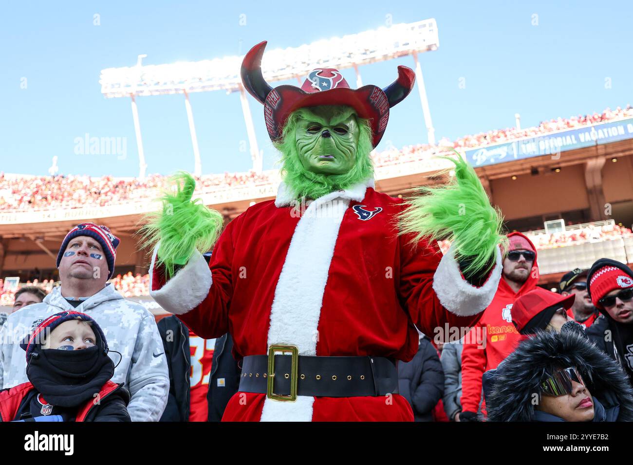 Kansas City, MO, USA. 21st Dec, 2024. A Houston Texans fan dressed as ...