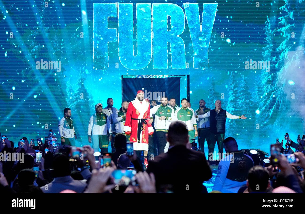 Tyson Fury during the ring walk ahead of his contest against Oleksandr ...