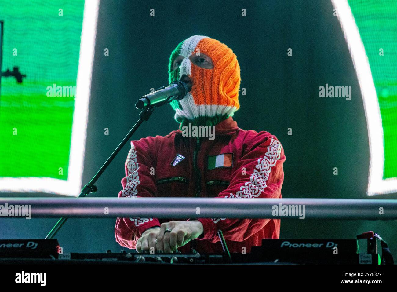 JJ O'Dochartaigh (DJ Provai) of Kneecap performing at the SSE Arena in ...