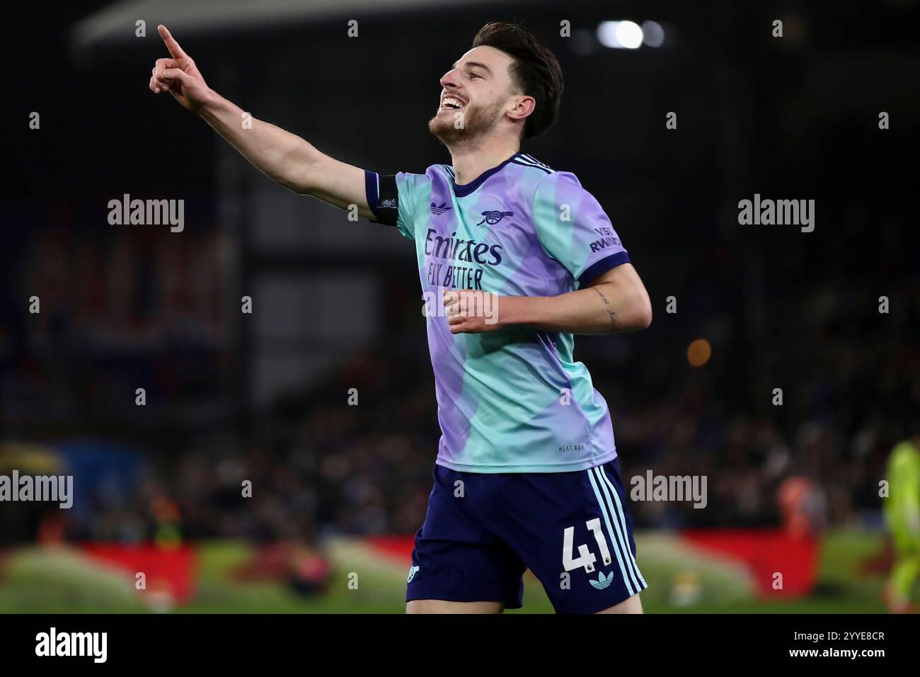 Declan Rice of Arsenal celebrates his goal during the Premier League ...