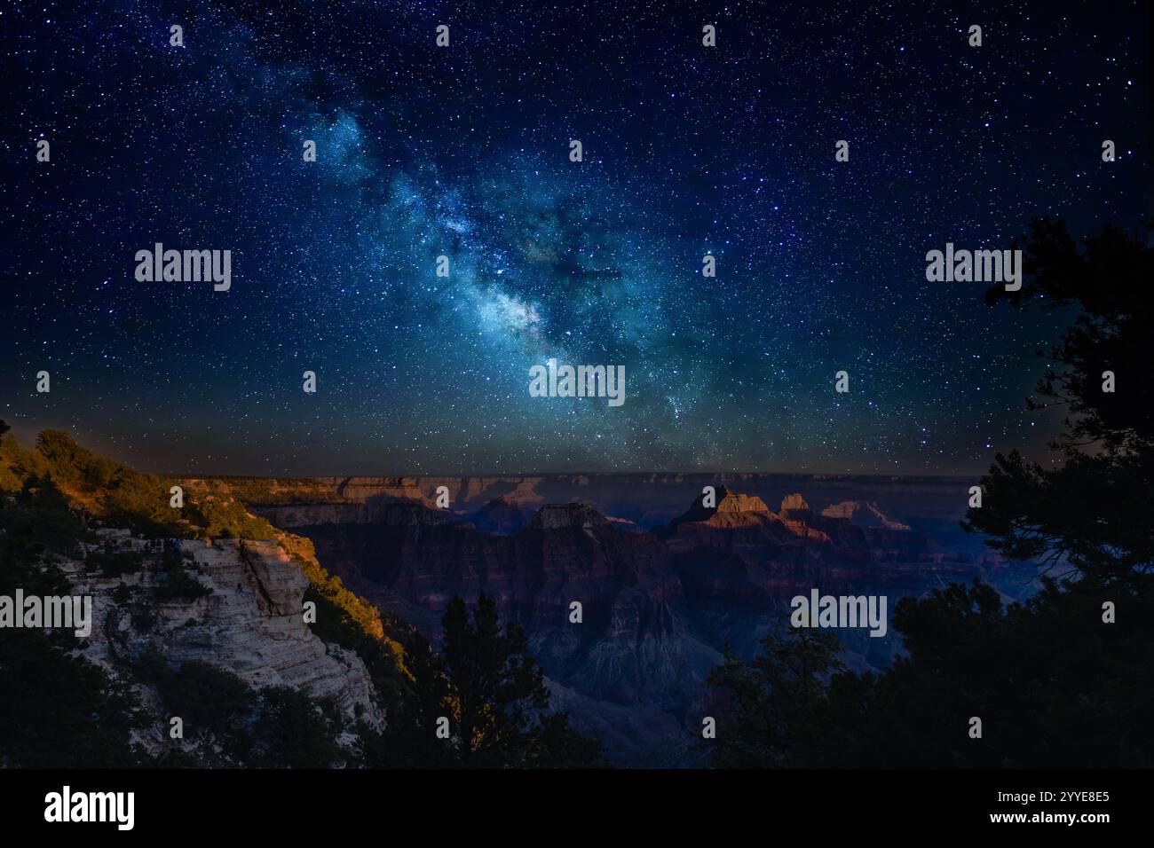 The Milky Way rises over the Grand Canyon, North Rim on a clear ...