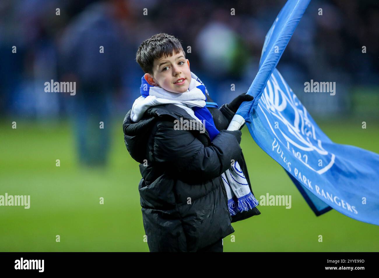A QPR mascot waves the teams flag prior to the Sky Bet Championship ...