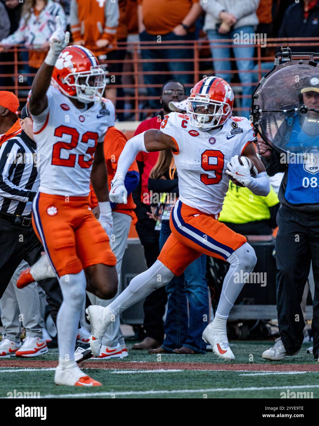 Dec 21, 2024. R.J. Mickens #9 of the Clemson Tigers in action vs the Texas Longhorns the first ...