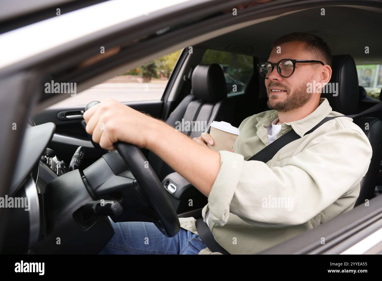 Car interior road coffee hi-res stock photography and images - Alamy